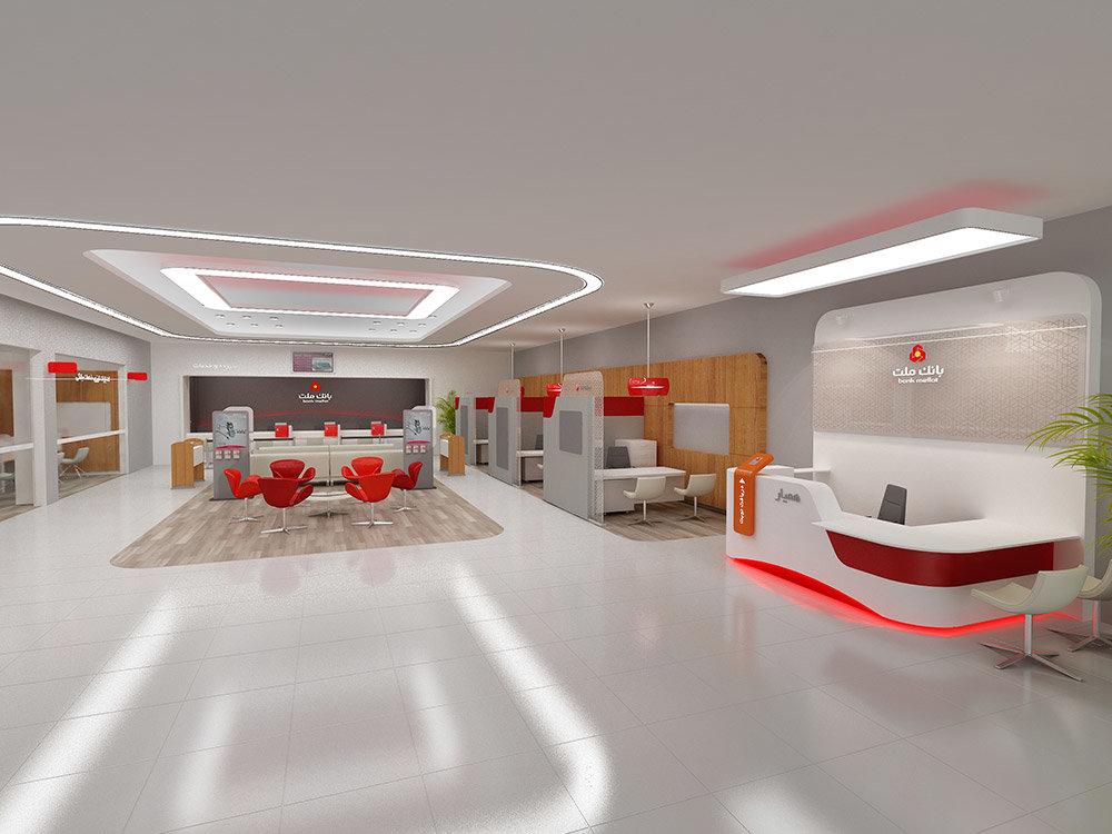Bank interior 3D visualization by kazem gh at Coroflot.com