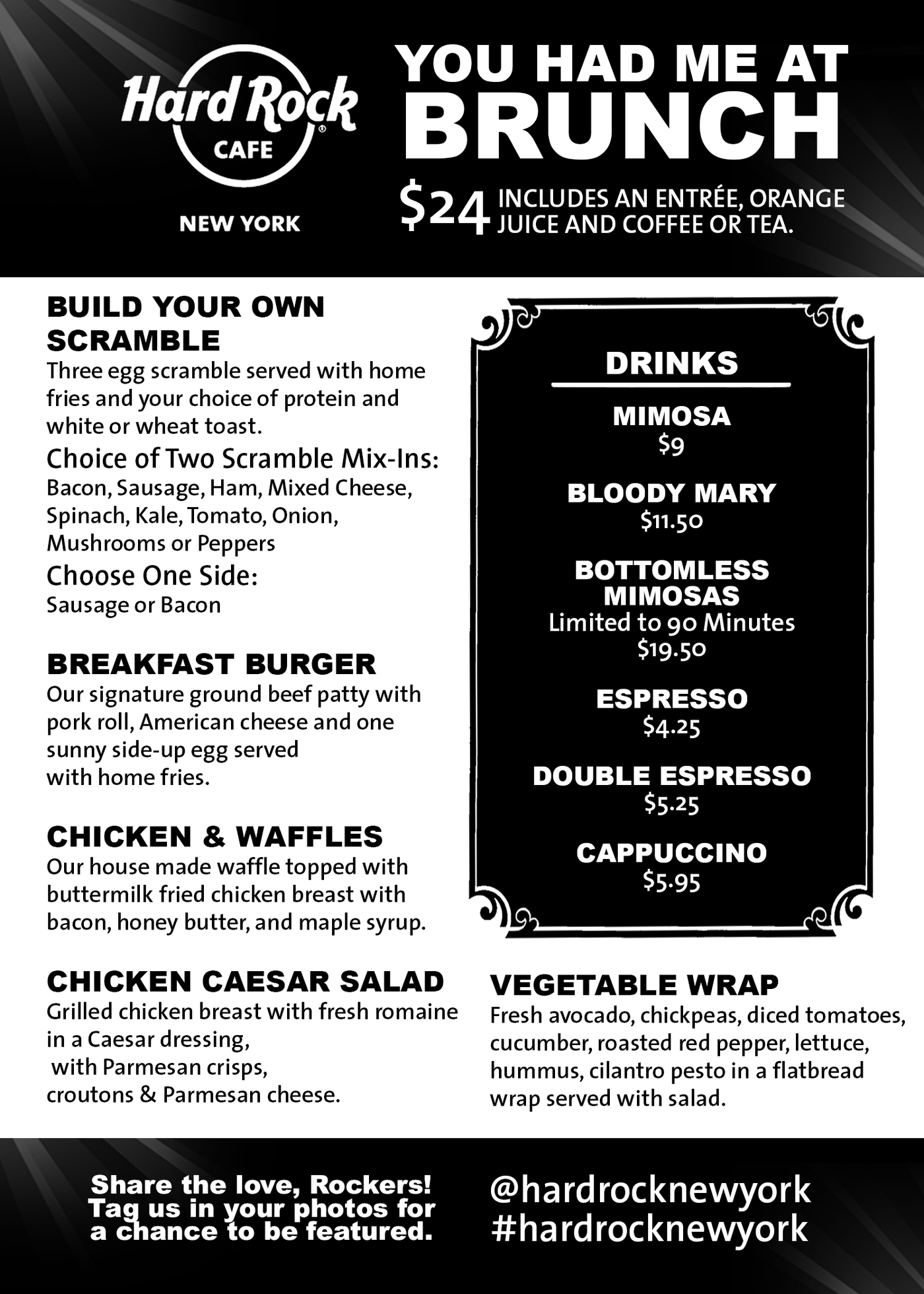 Client - Hard Rock Cafe Times Square - Brunch Menus by Rocco ...