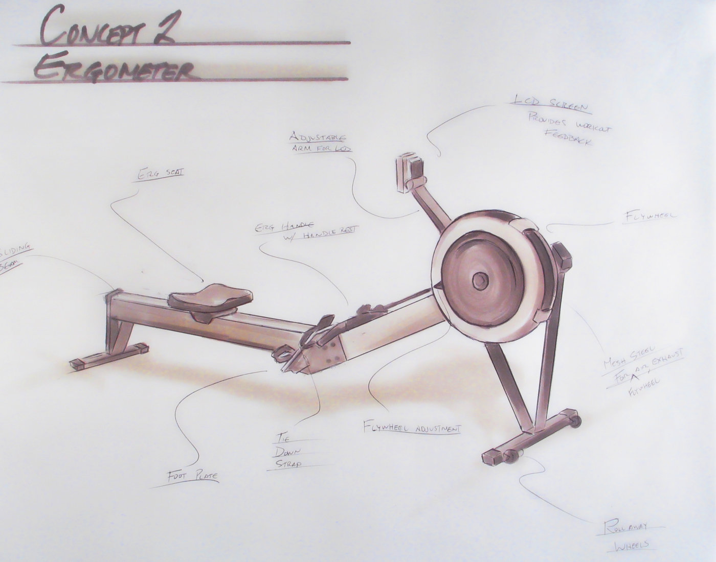 Energy harvesting rowing machine by John Combs at Coroflot.com