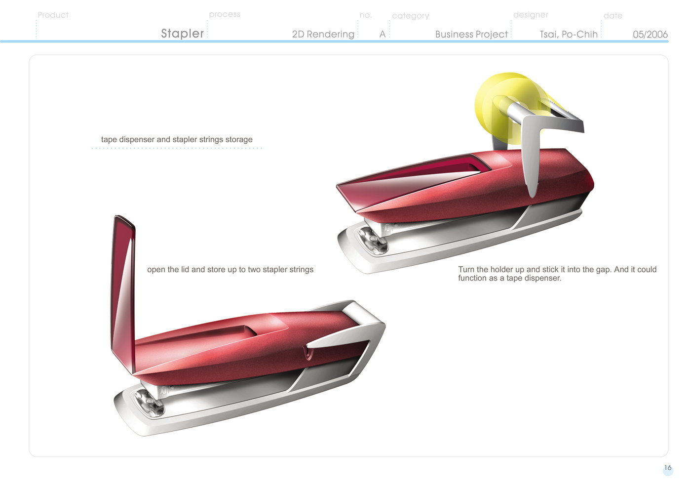 Product Design_Stapler 2006 by Po-Chih Tsai at Coroflot.com