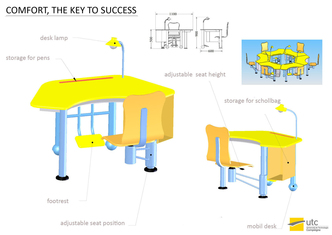 Pupil desk by Vincent Gelin at Coroflot.com