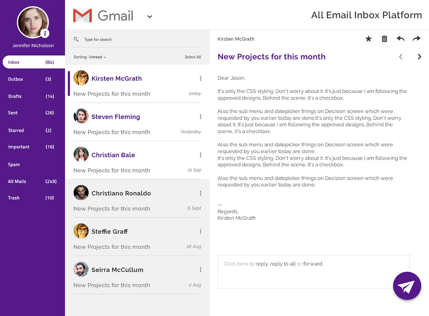 Multi Email Platform by Fahad A. at Coroflot.com