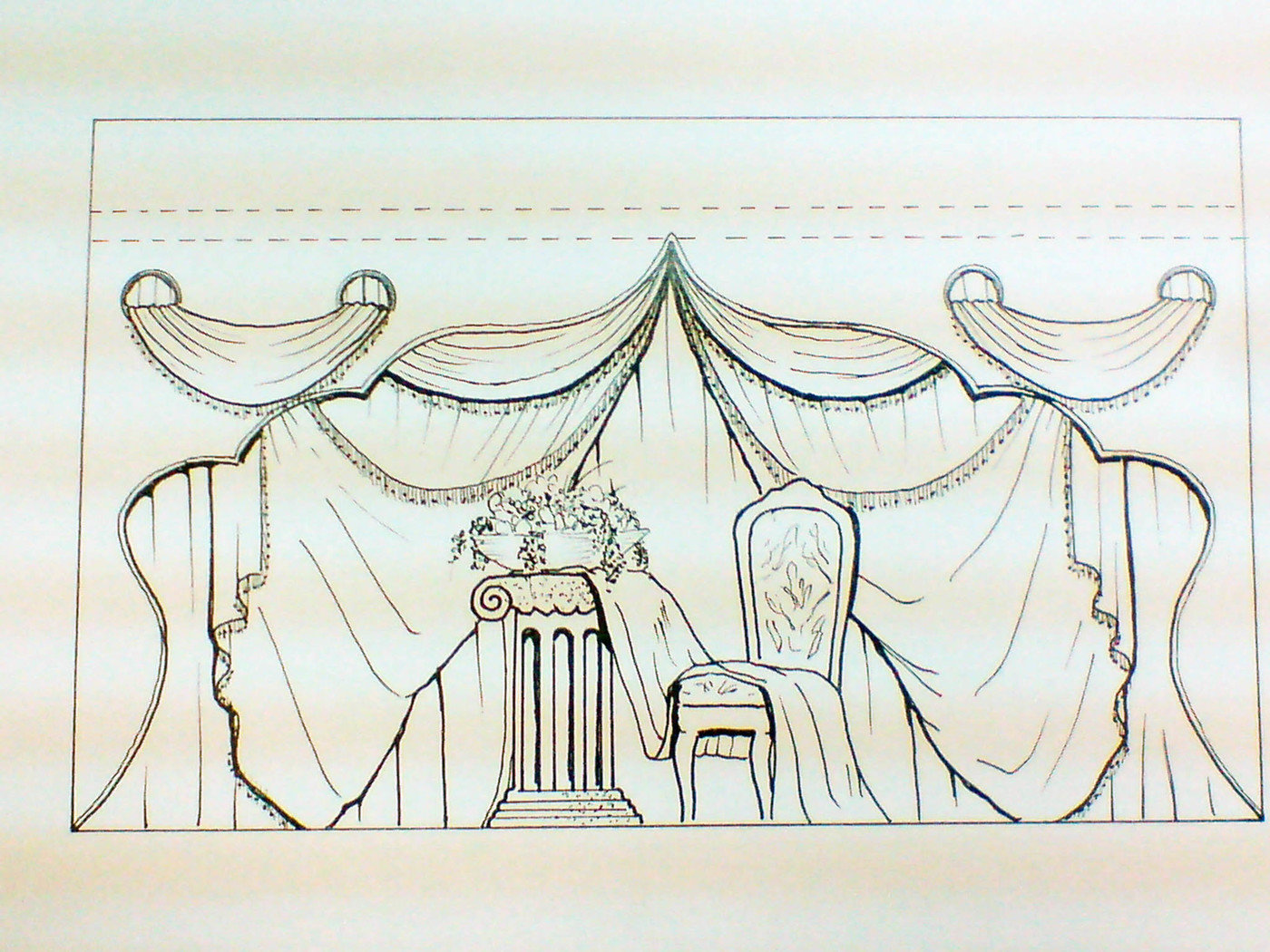 sample drawing of my curtain designs by Samuel Cardel at Coroflot.com