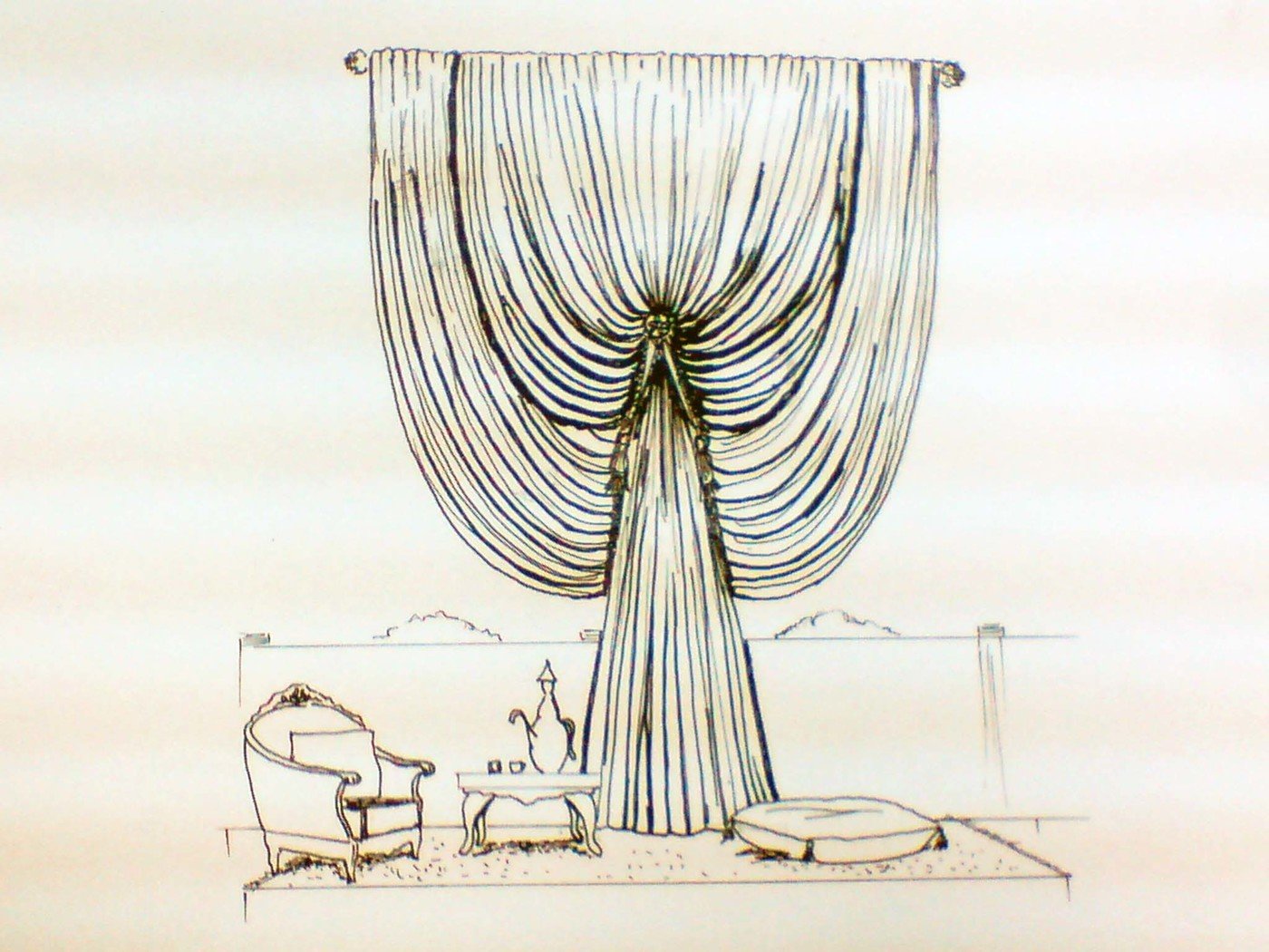 sample drawing of my curtain designs by Samuel Cardel at Coroflot.com