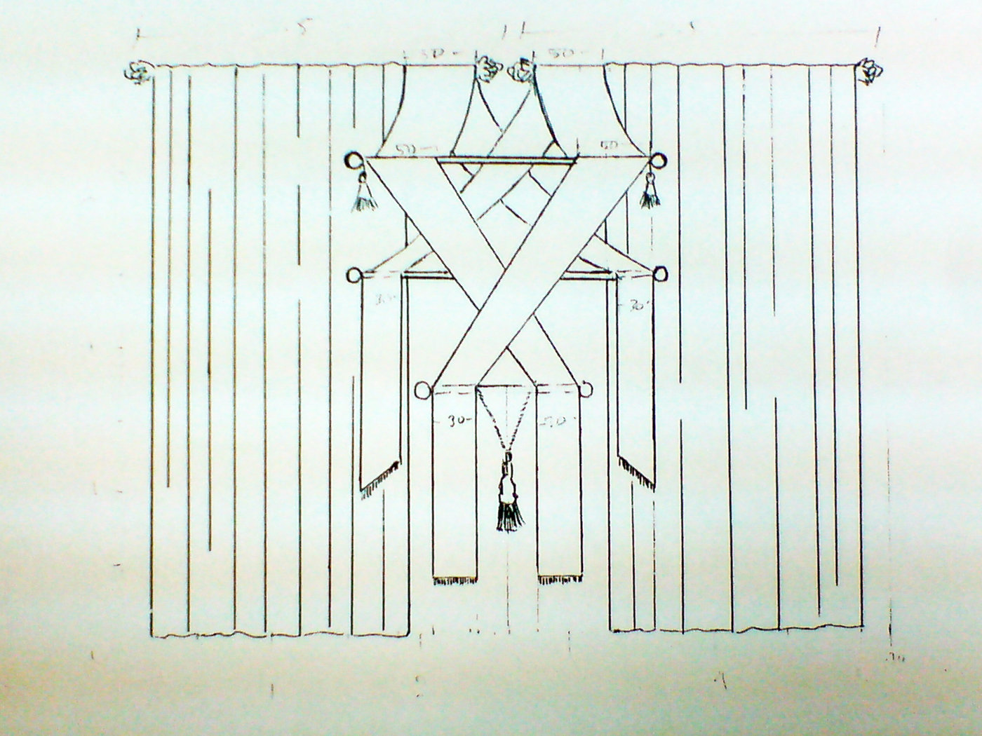 sample drawing of my curtain designs by Samuel Cardel at Coroflot.com