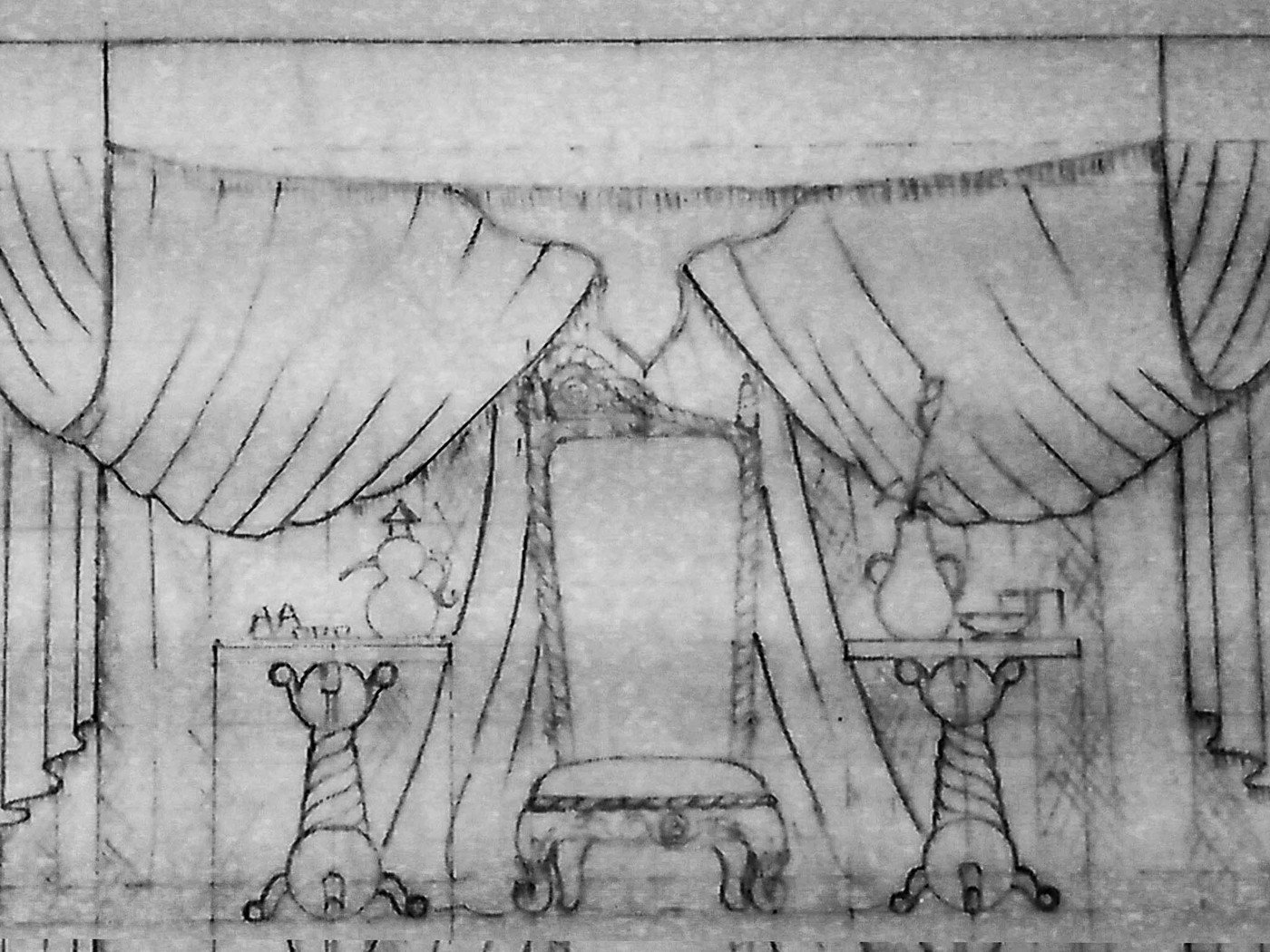 sample drawing of my curtain designs by Samuel Cardel at Coroflot.com