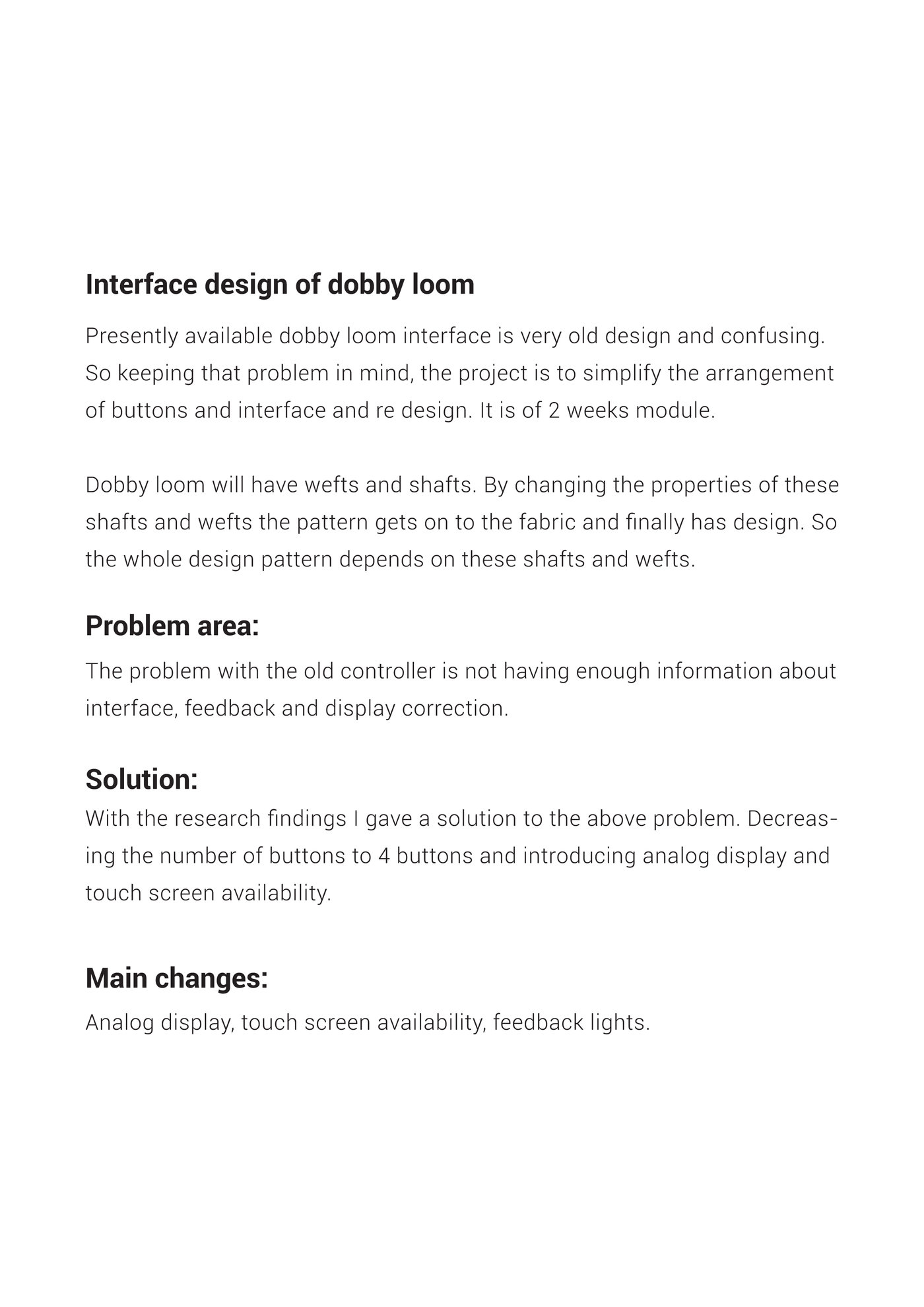 Dobby loom Controller - Interface & Interaction Design by Sriman Jetty ...