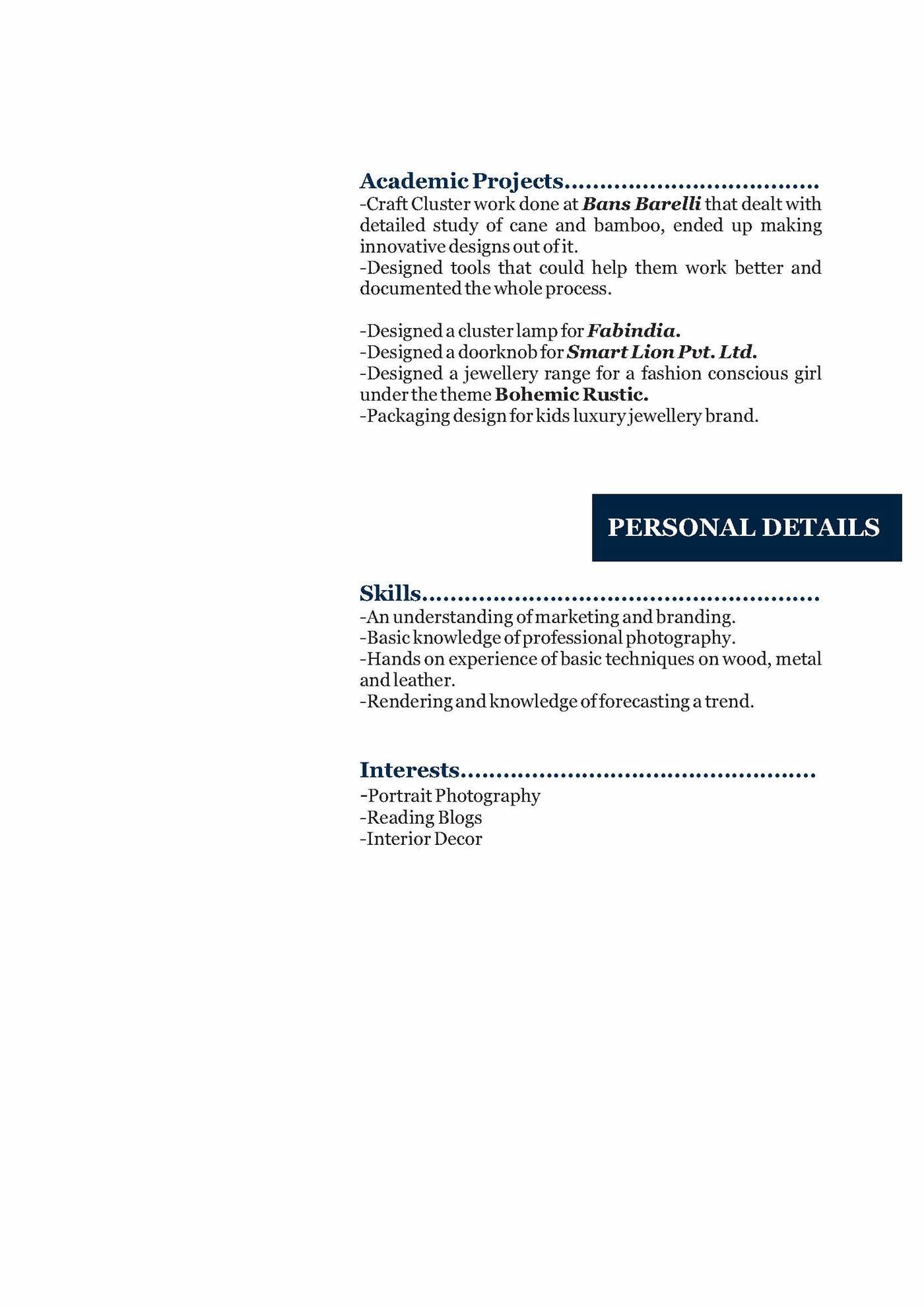 CV by Ruchi Rupam at Coroflot.com