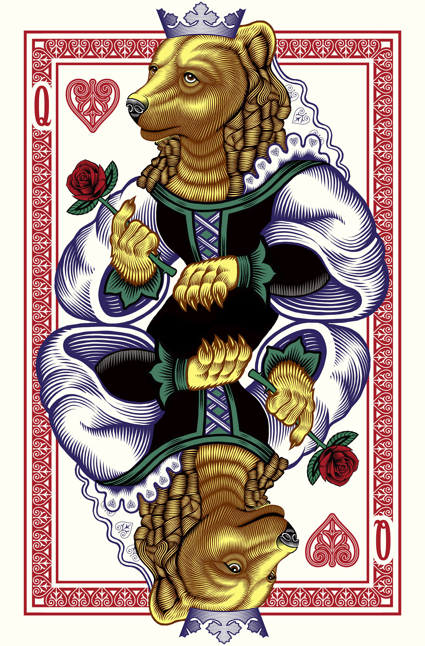 Queen Bear Playing Cards Illustration by Matt Curtis at Coroflot.com