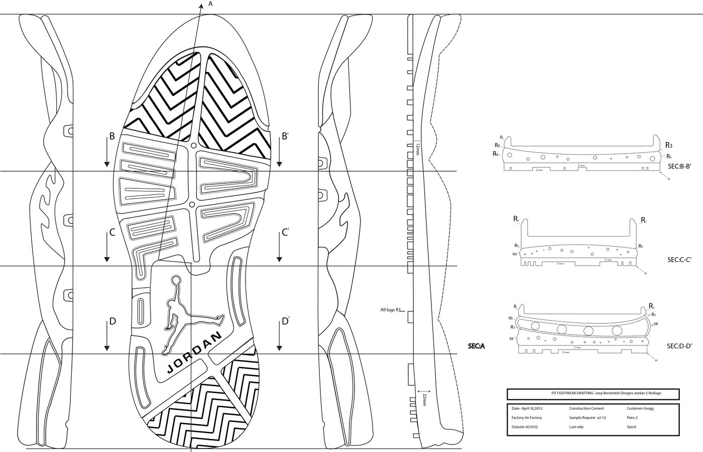 Outsole Drafting by Joey Benshetrit at Coroflot.com