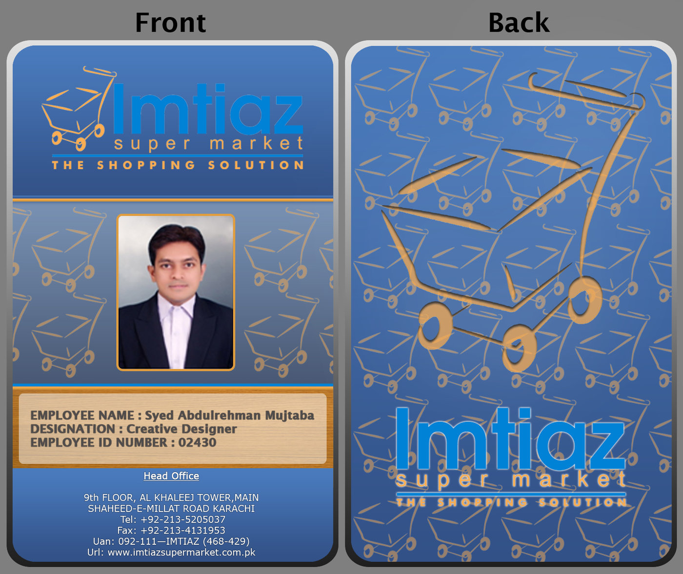 Company and Super Market Employee ID and Business Cards by Syed ...