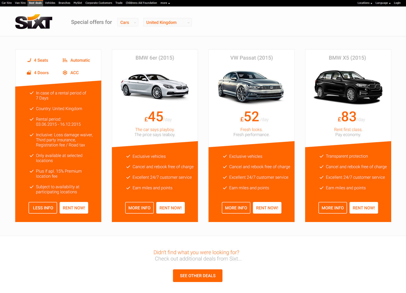 SIXT (Web) by Elvijs T at Coroflot.com