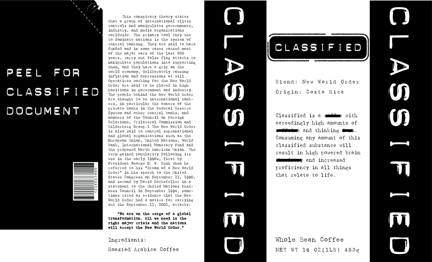 Classified Coffee Package by Jeremiah Lewin at Coroflot.com