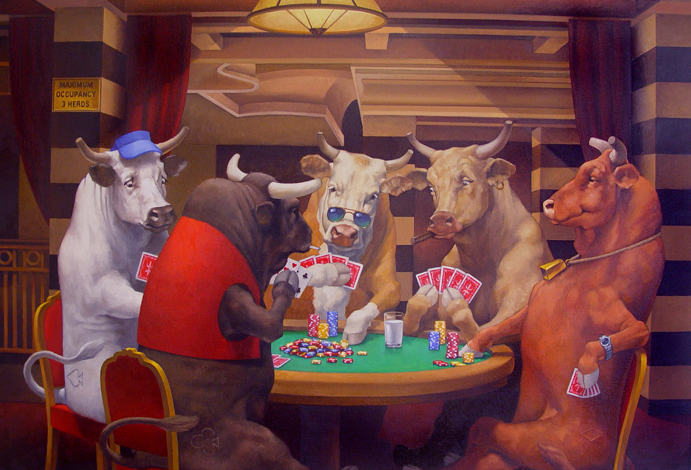 Bulls Playing Poker by Bruce Sereta at Coroflot.com