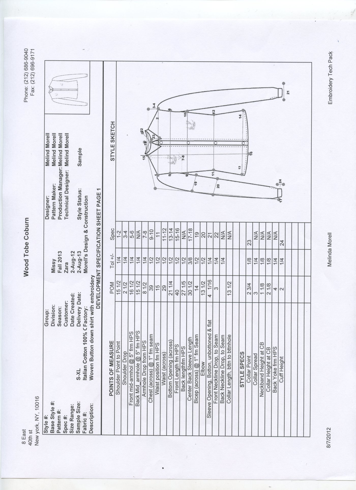 Tech Pack (Embroidery Blouse) by Melinda Morell at Coroflot.com