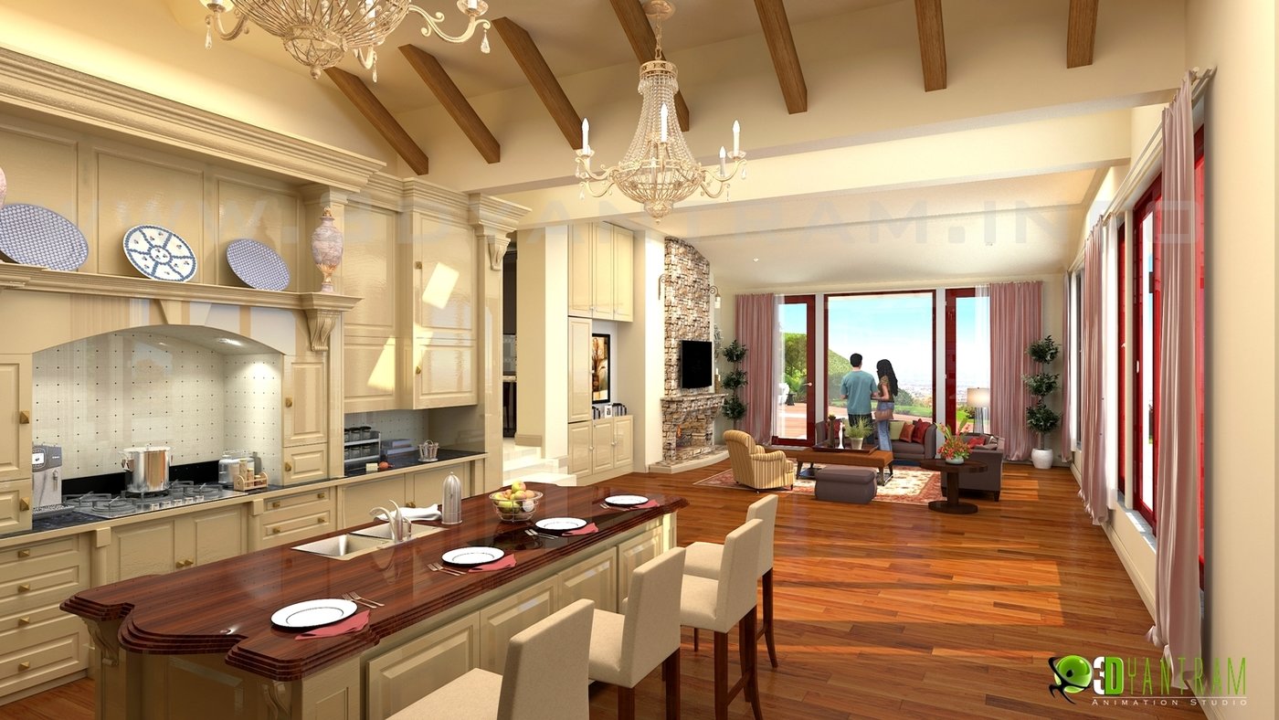3D Kitchen Interior rendering design studio by Ruturaj Desai at ...