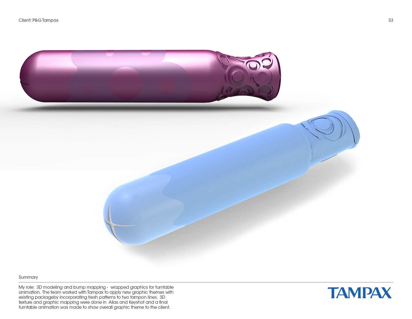 Tampax Pearl 3D Texture Mapping by Eric Zhu at Coroflot.com