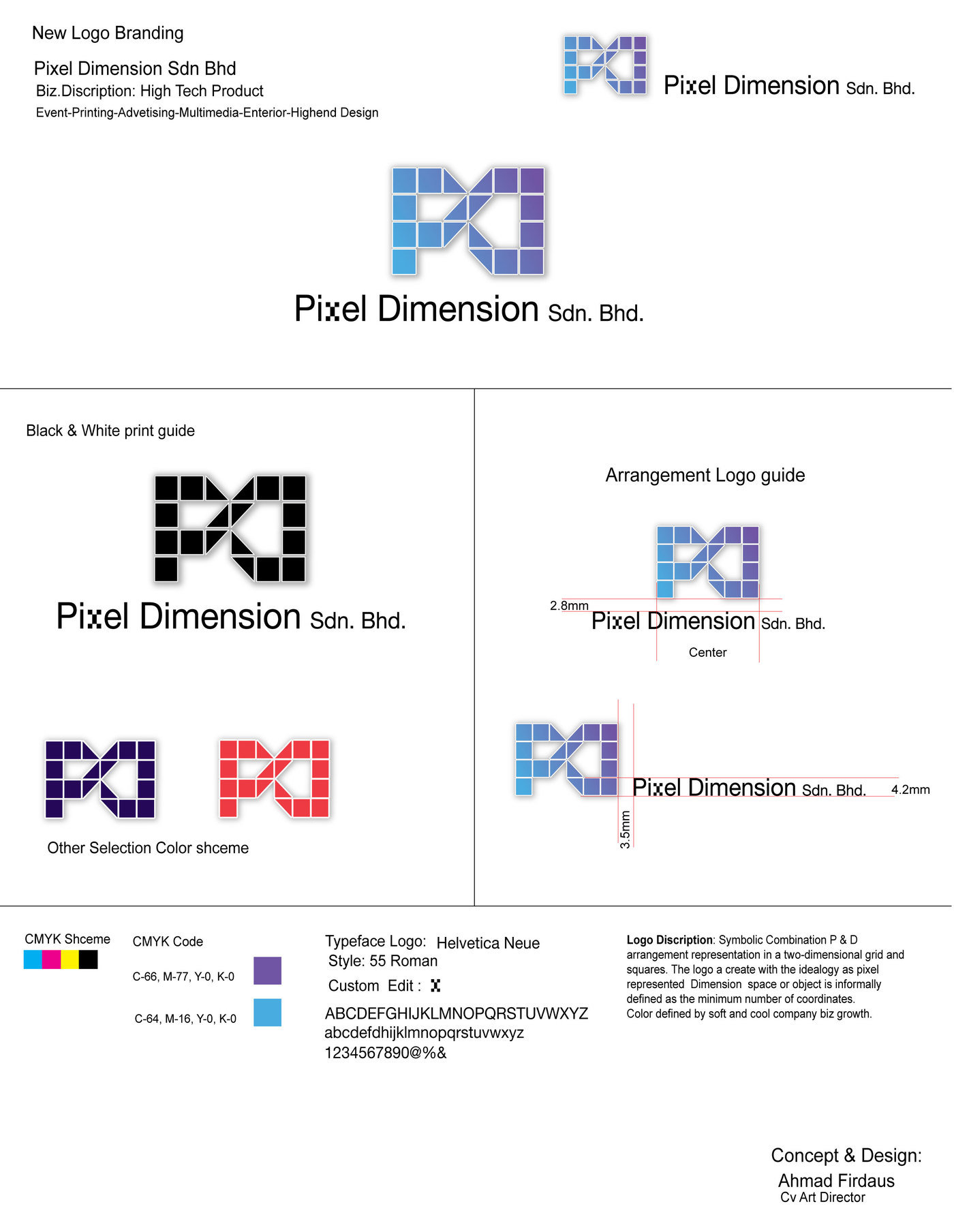 Logo Branding for Pixel Dimension Sdn Bhd by Firdaus Nawawi at Coroflot.com