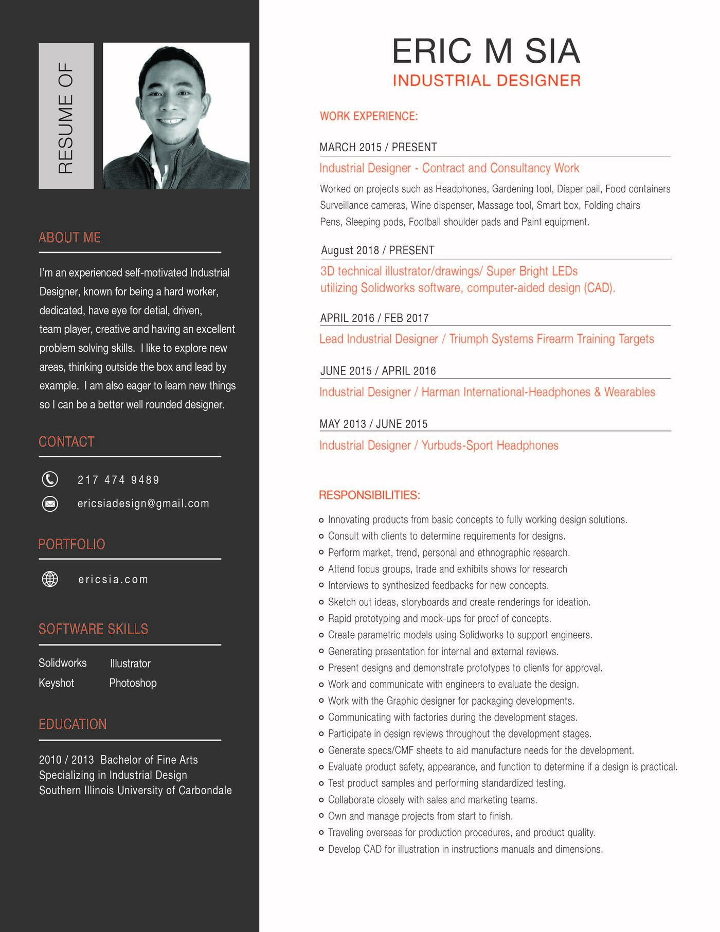 Eric Sia Resume by Eric M. Sia at Coroflot.com