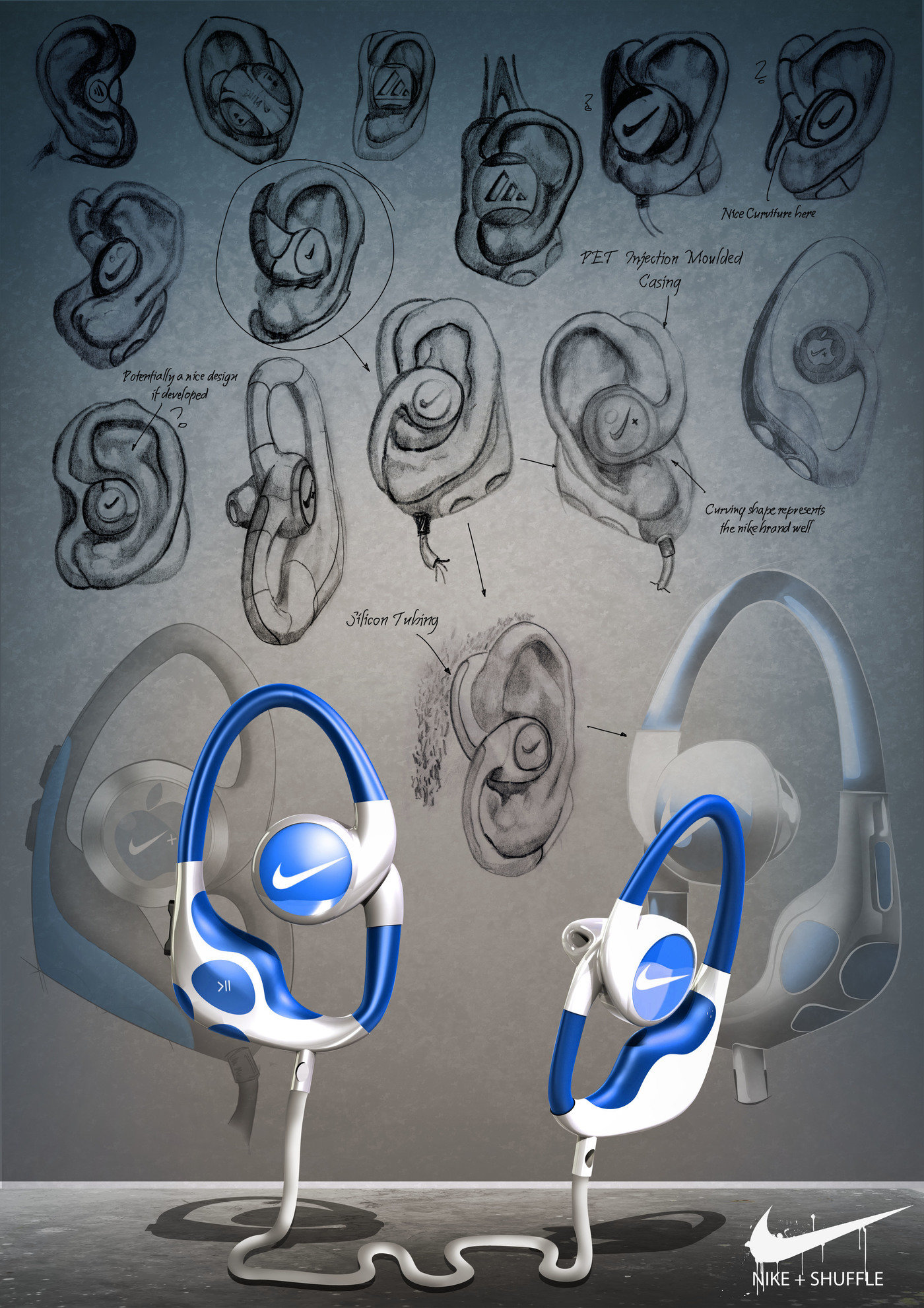 Nike + Shuffle Headphones by Tim Ryan at Coroflot.com