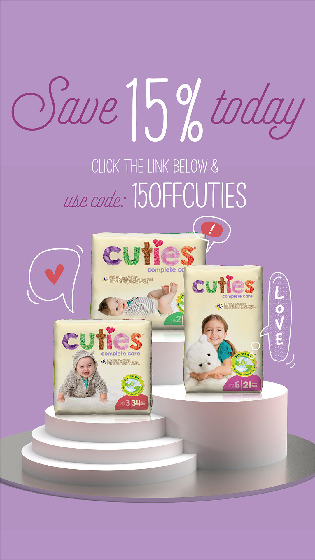 Social Media Posts for Cuties Diapers by Bridget Reiser at Coroflot.com