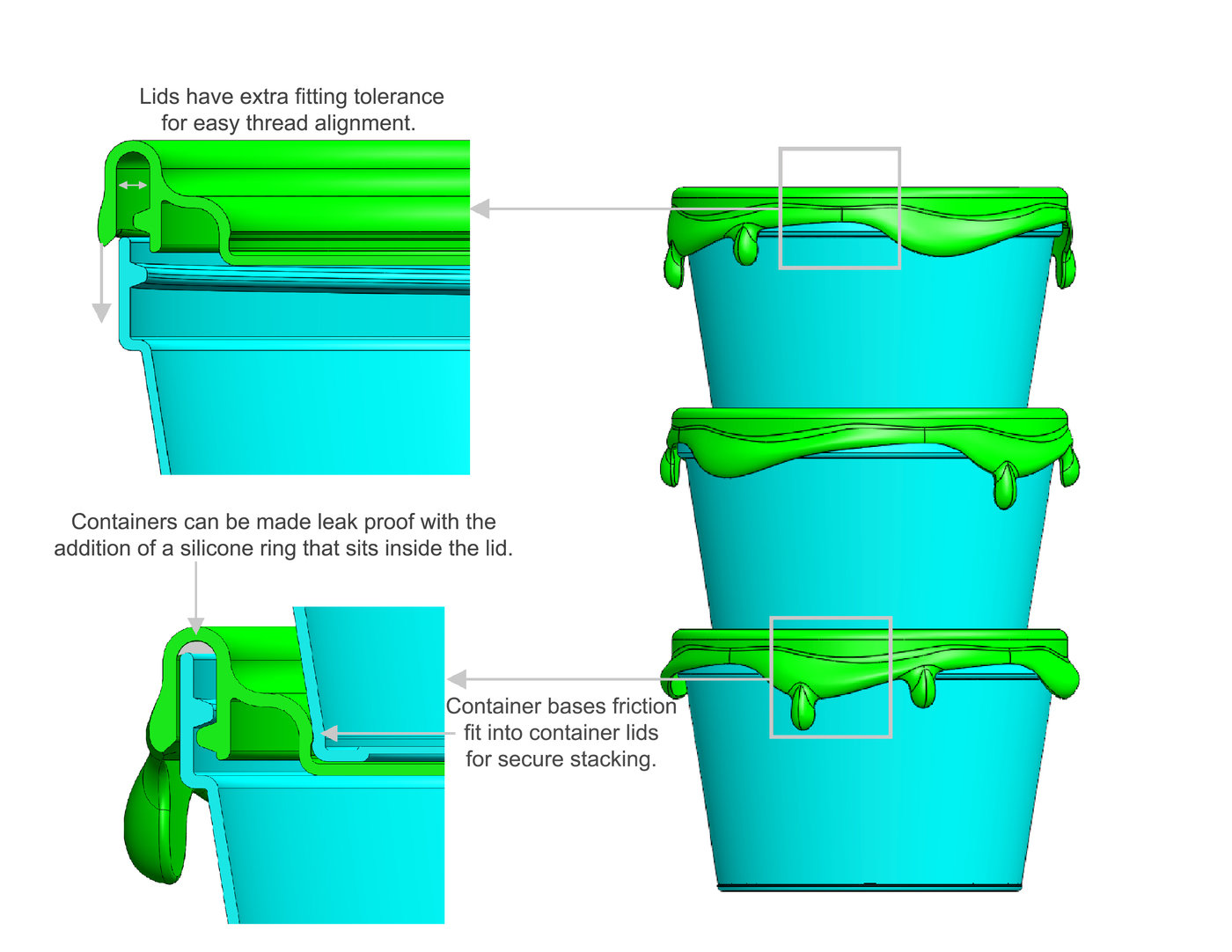 Stackable Nesting Containers by Kyber Jensen at Coroflot.com