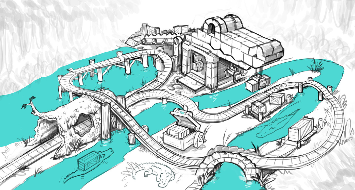 Concept art - Swamp Train Station by Allen Jue at Coroflot.com
