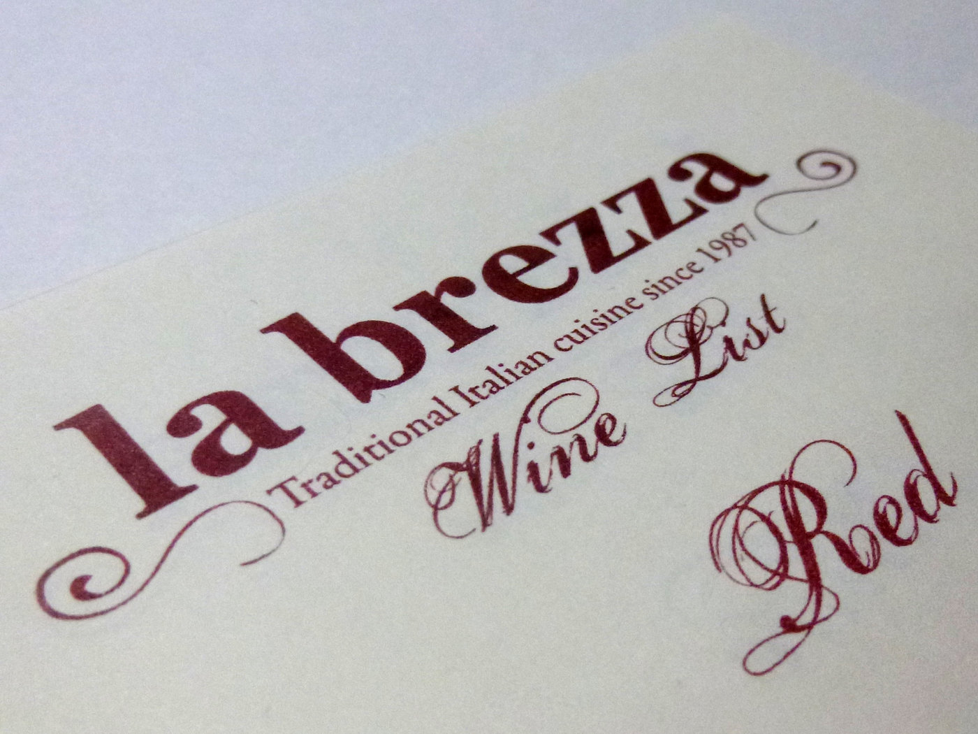 La Brezza Drinks and Deserts Menu by Sam Hughes-Martin at Coroflot.com