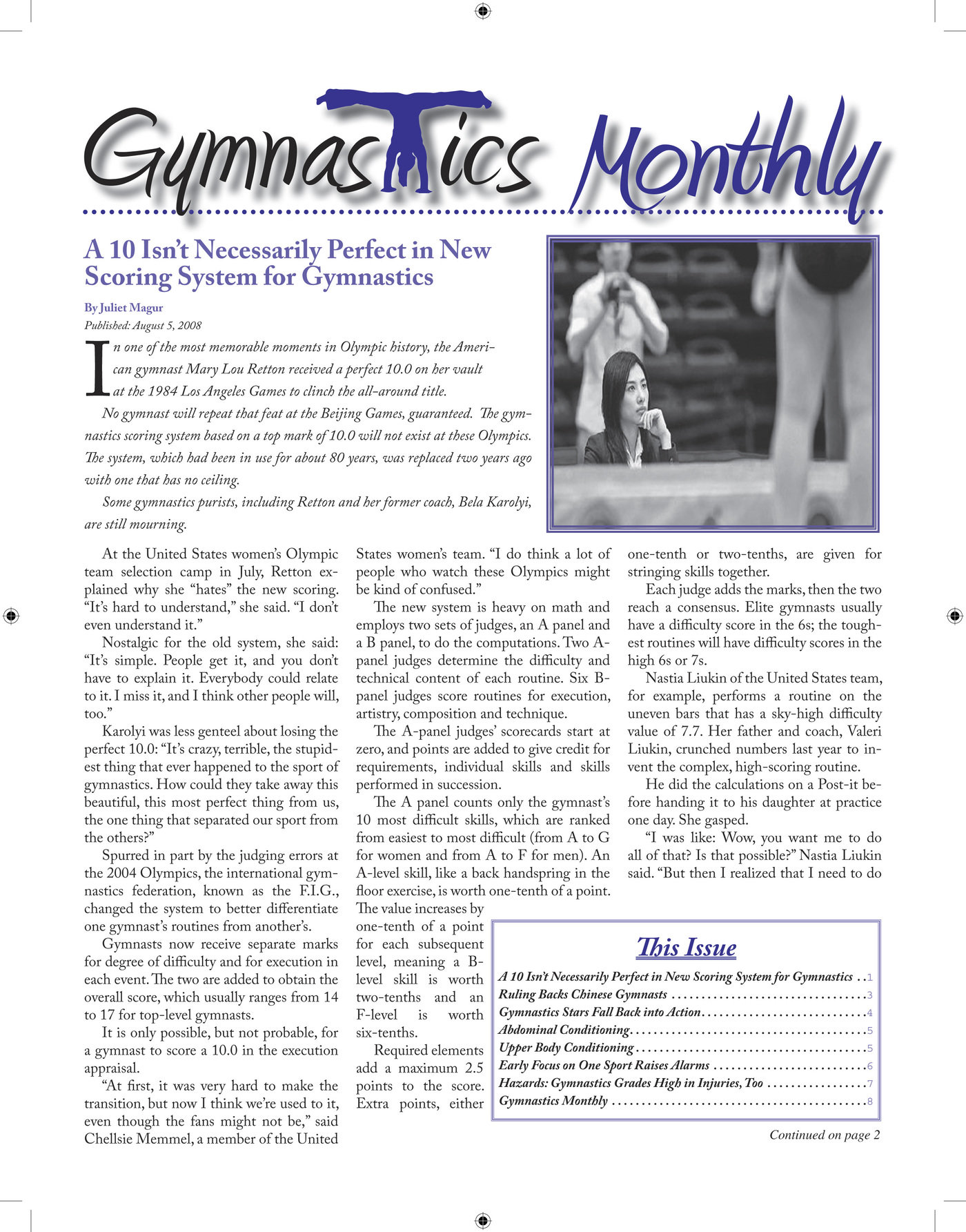Gymnastics Monthly Newsletter Design by Amy Fazan at Coroflot.com