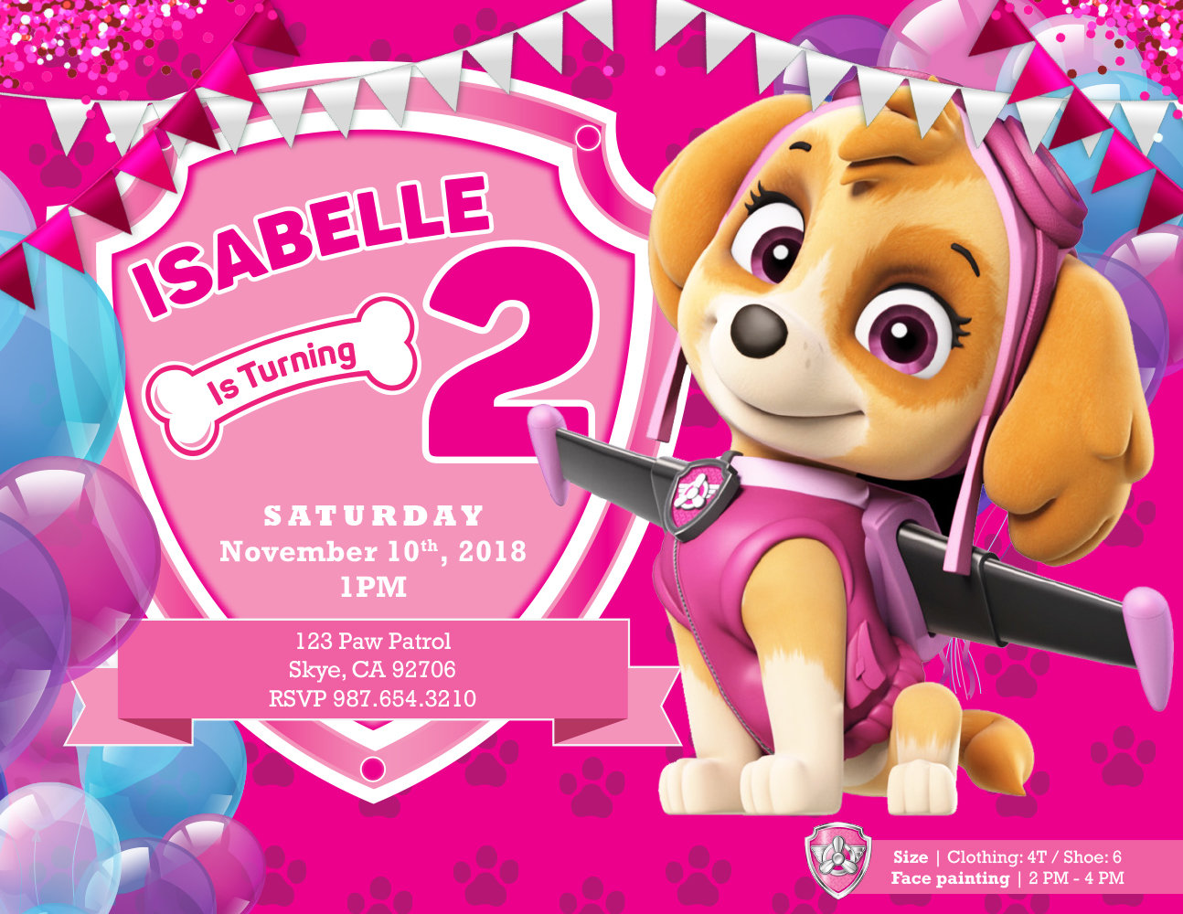 PAW Patrol Skye Birthday Invitations By Richard Nhan At Coroflot