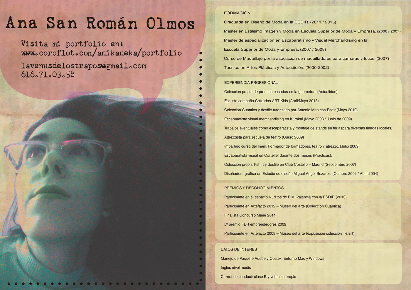 curriculum by Ana San Román Olmos at Coroflot.com