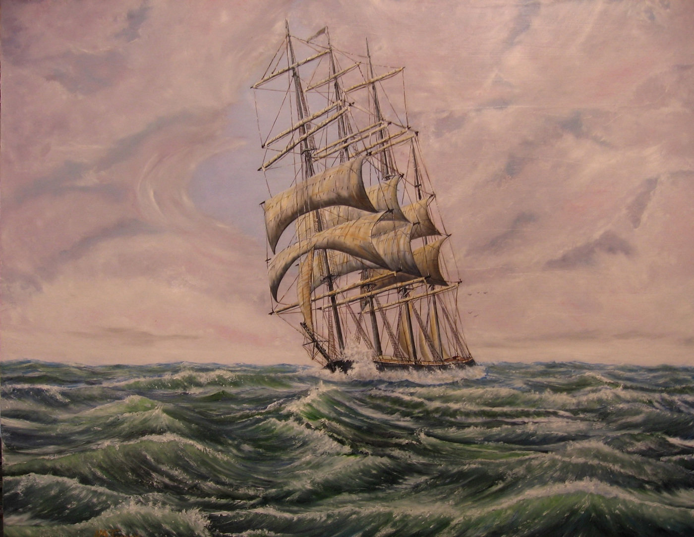 Art project/ oil painting_ The Windjammer Pamir Entering Cape Horn by ...