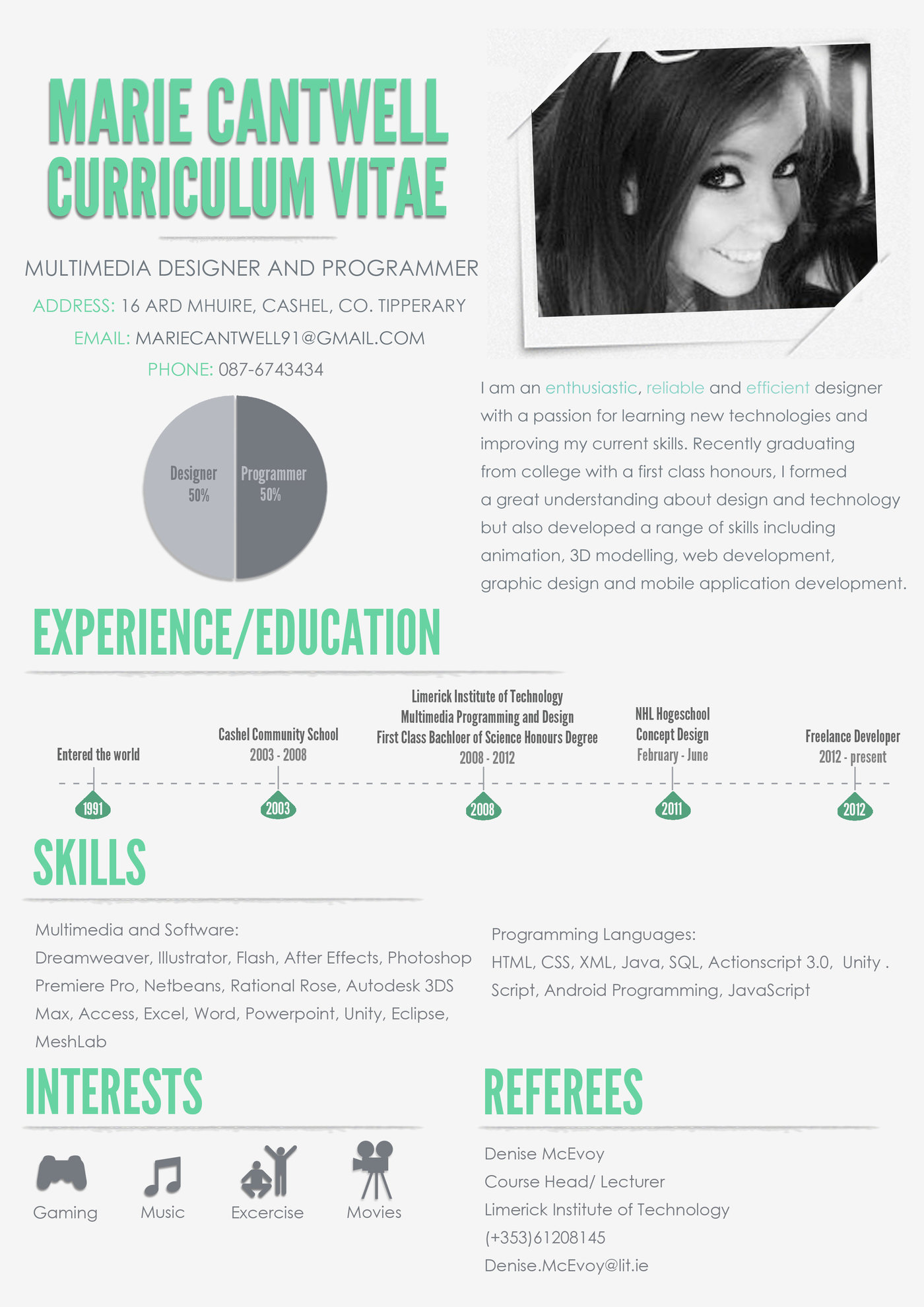 Curriculum Vitae by Marie C at Coroflot.com