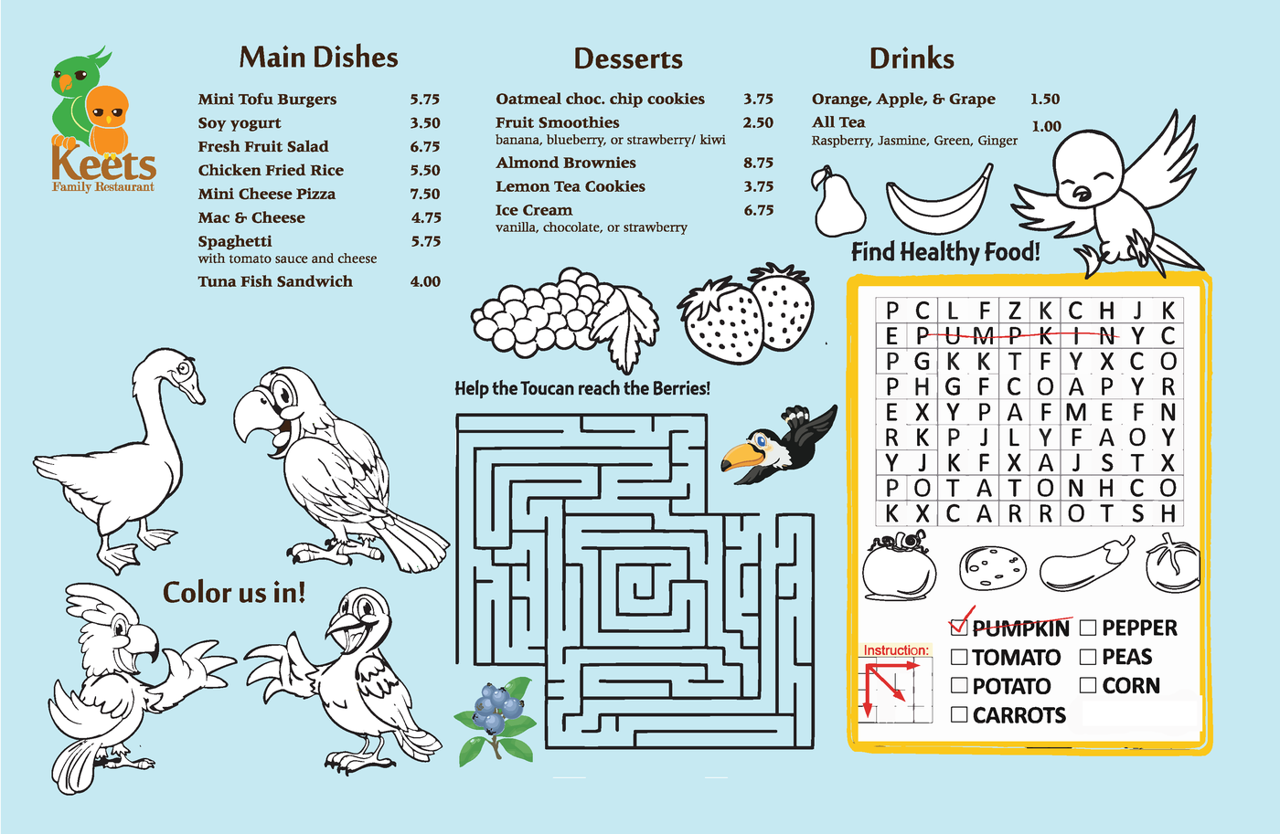 Keets Restaurant Menu Design by Yah-Lahne Thompson at Coroflot.com