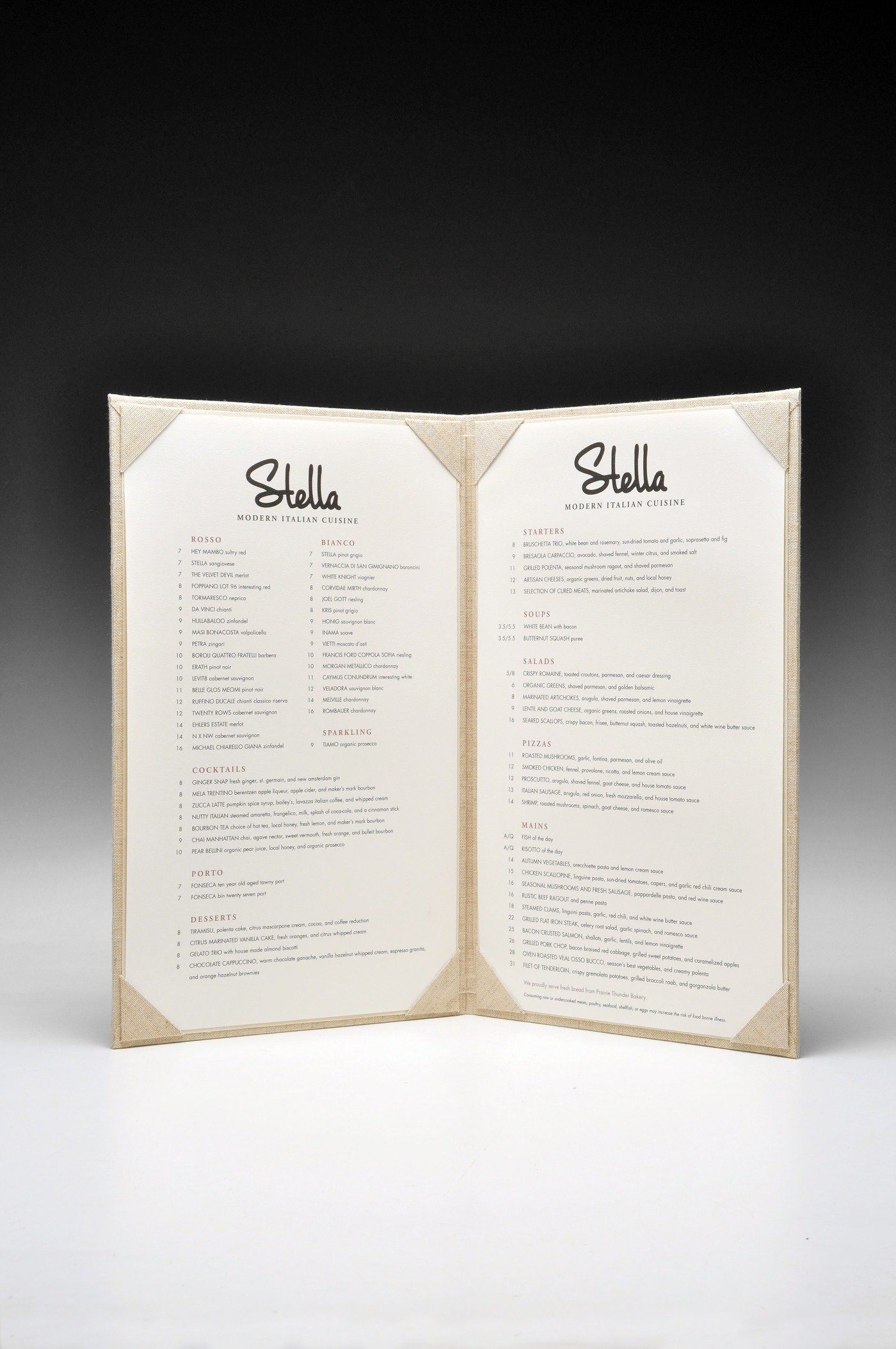 Stella Restaurant Menu by Sarah Little at Coroflot.com