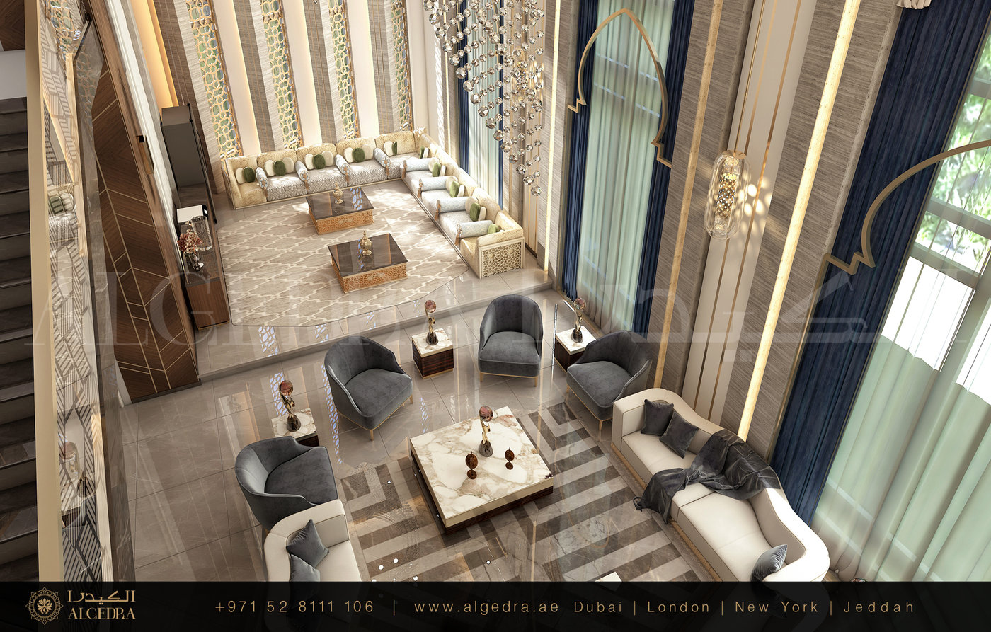Luxurious and Islamic Style Sitting Area Design by ALGEDRA Interior ...