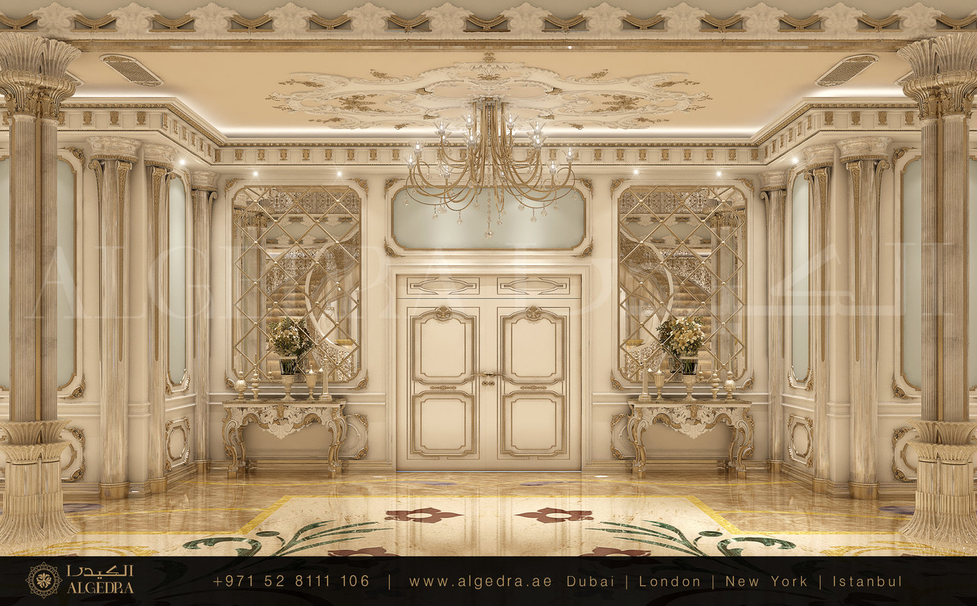 Classic Villa Entrance Design in Dubai by ALGEDRA Interior Design at ...
