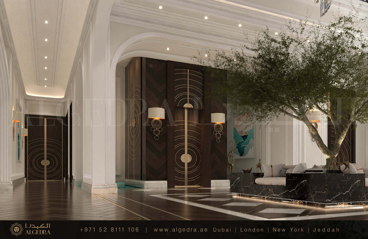 Contemporary Style Villa Entrance Design by ALGEDRA Interior Design at ...