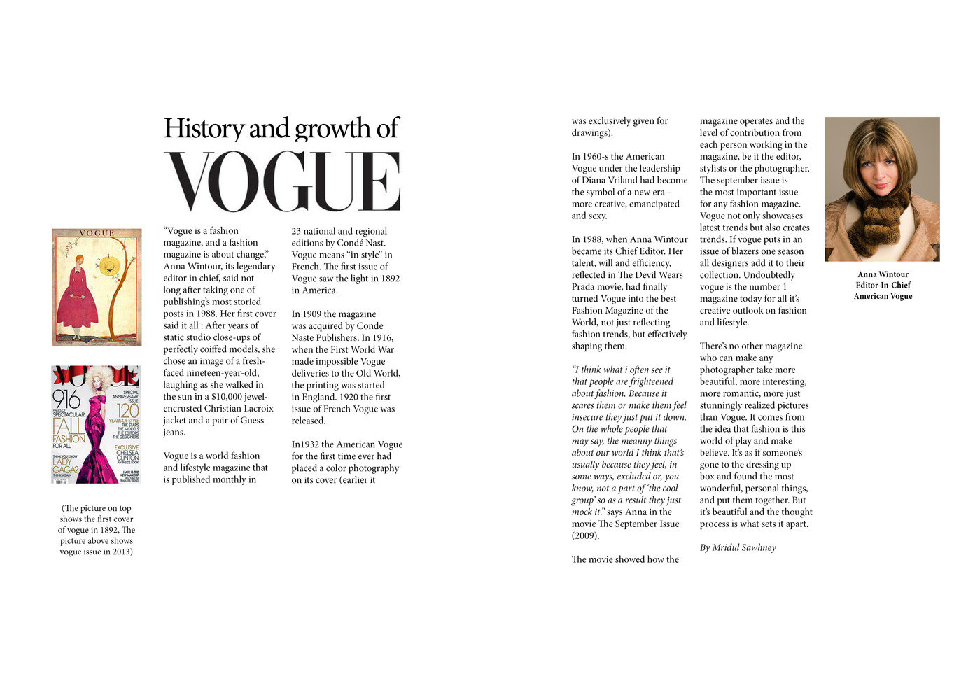 Layout Design for Vogue History by lVlridul Sawhney at Coroflot.com