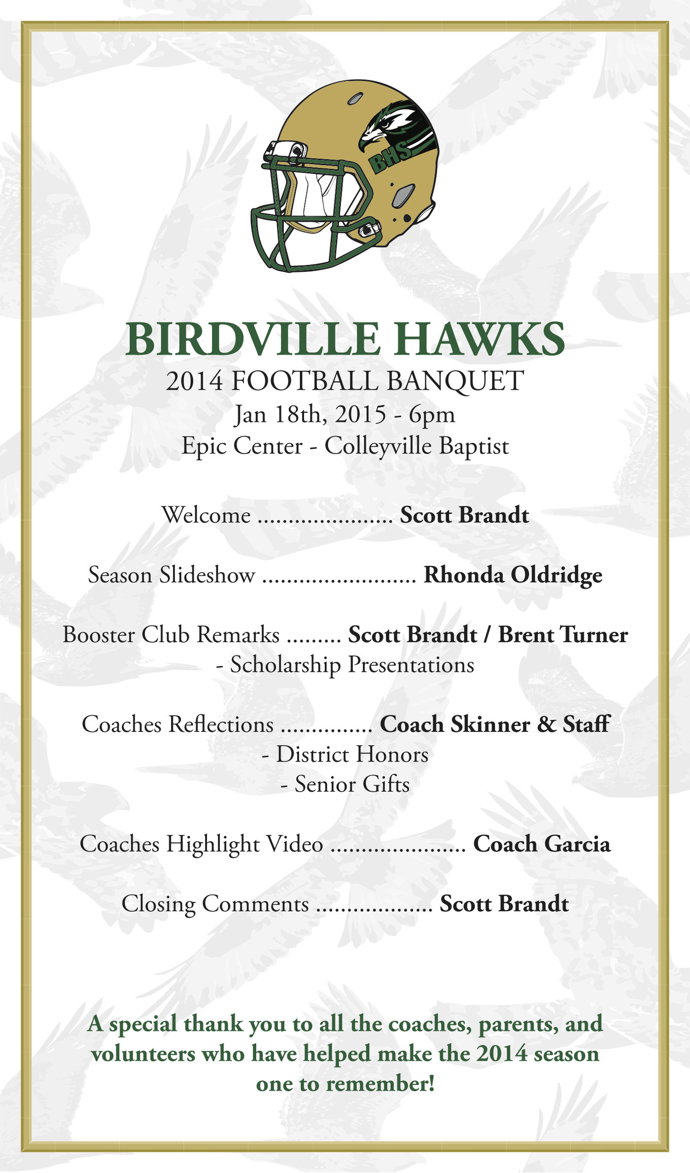 Birdville Hawks Football Banquet Program By Bryan Nester At Coroflot