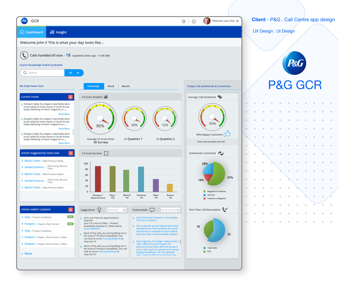 P&G - GCR (call center app) by Viral Sharma at Coroflot.com