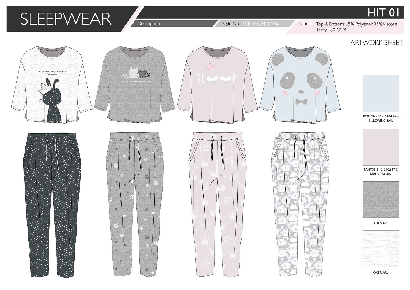 Sleepwear Line Sheets by Michelle Eileen Alba at Coroflot.com