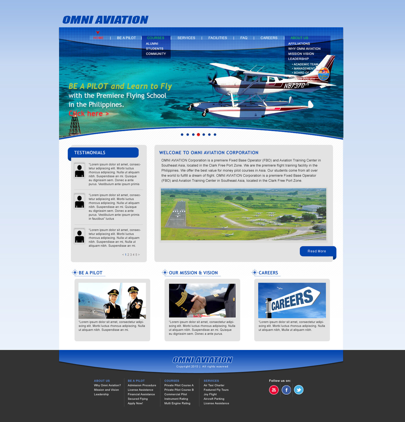 Omni Aviation Website Design by Fatima Kaye Ballesteros at Coroflot.com