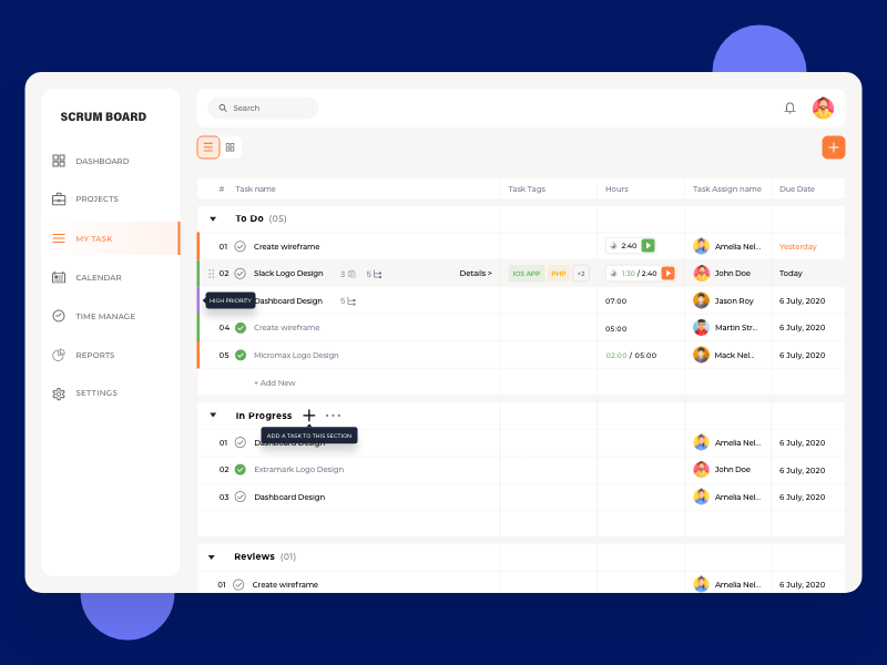 Task Application- list view by vimalraj ganesan at Coroflot.com