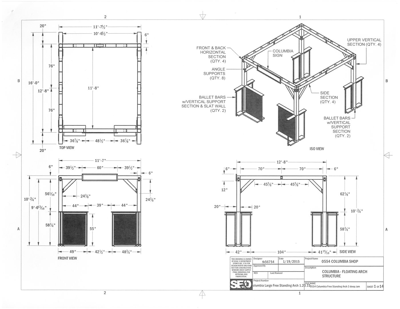 Columbia Arch Fixture Design Intent Drawings (Click for Full Set) by ...
