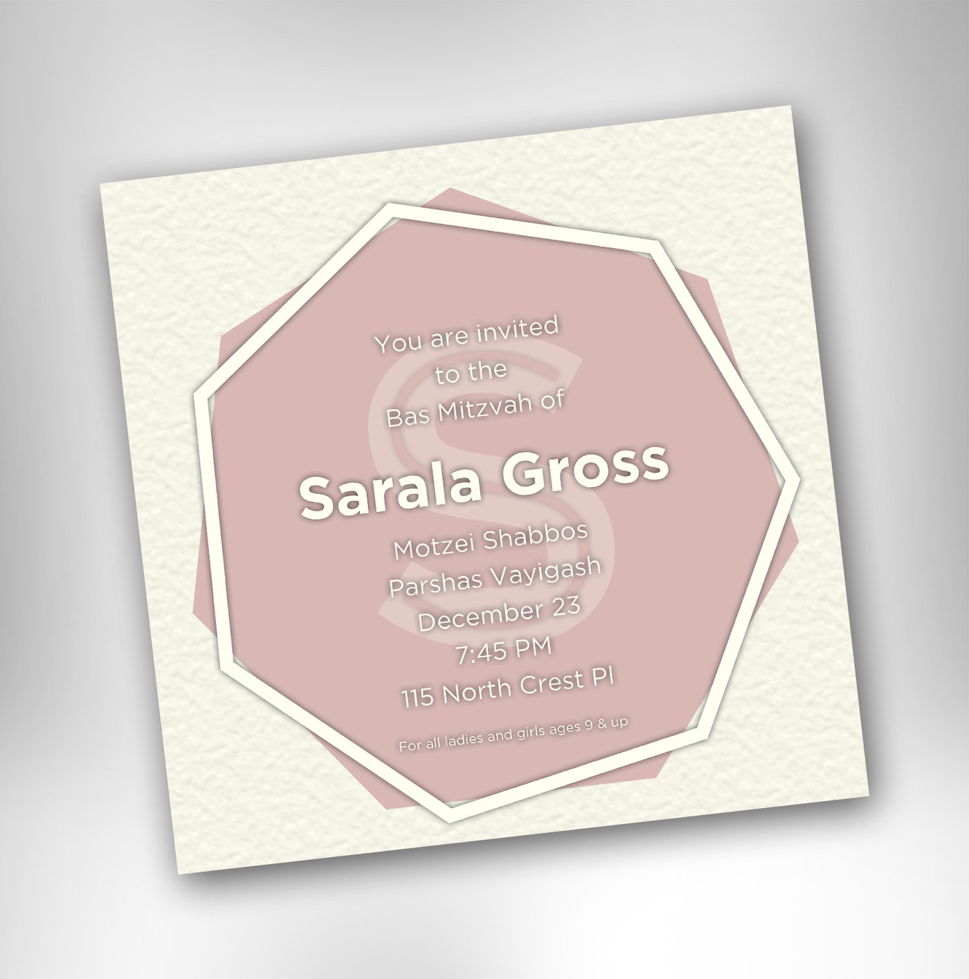 Bas Mitzvah Invitation by Hudi Neuberger at Coroflot.com