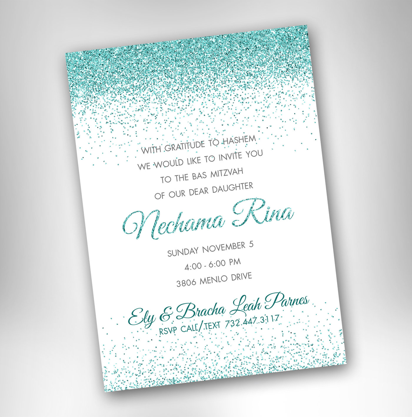 Nechama Rina Bas Mitzvah Invitation by Hudi Neuberger at Coroflot.com