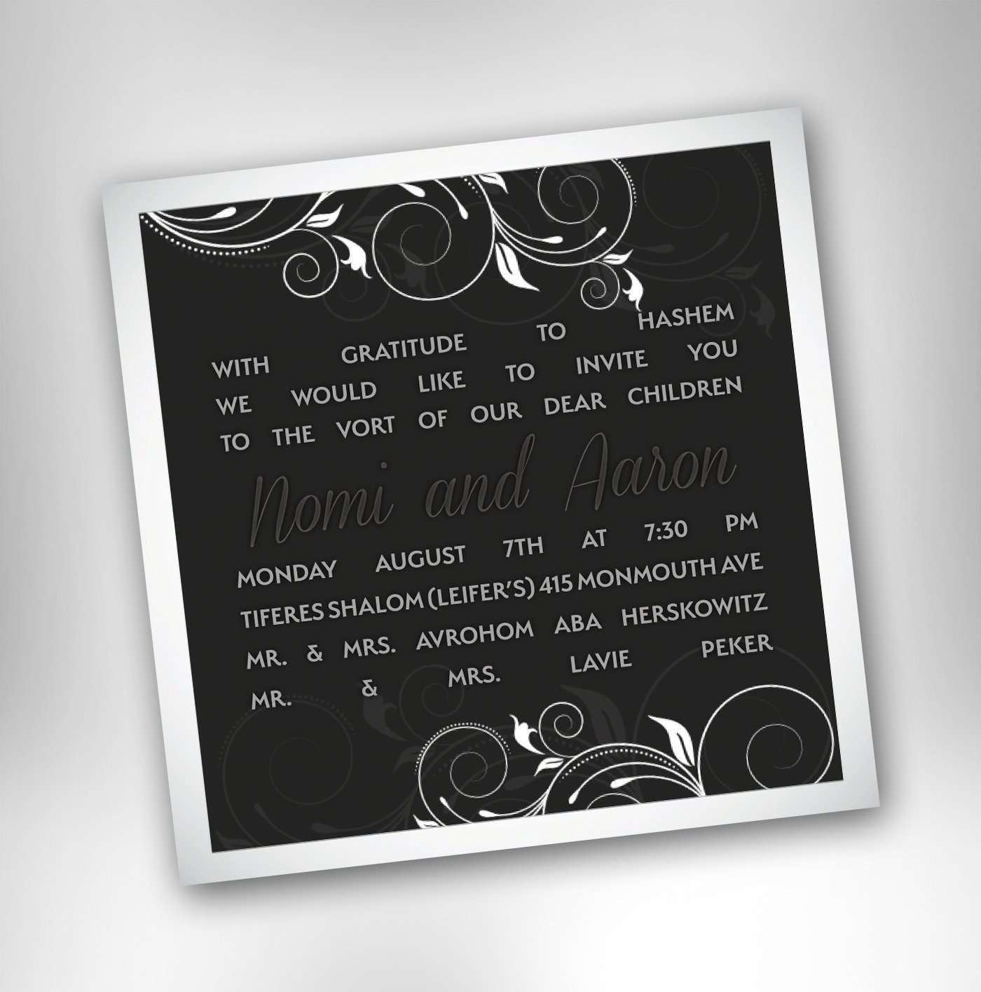 Nomi & Aaron Vort Invitation by Hudi Neuberger at Coroflot.com