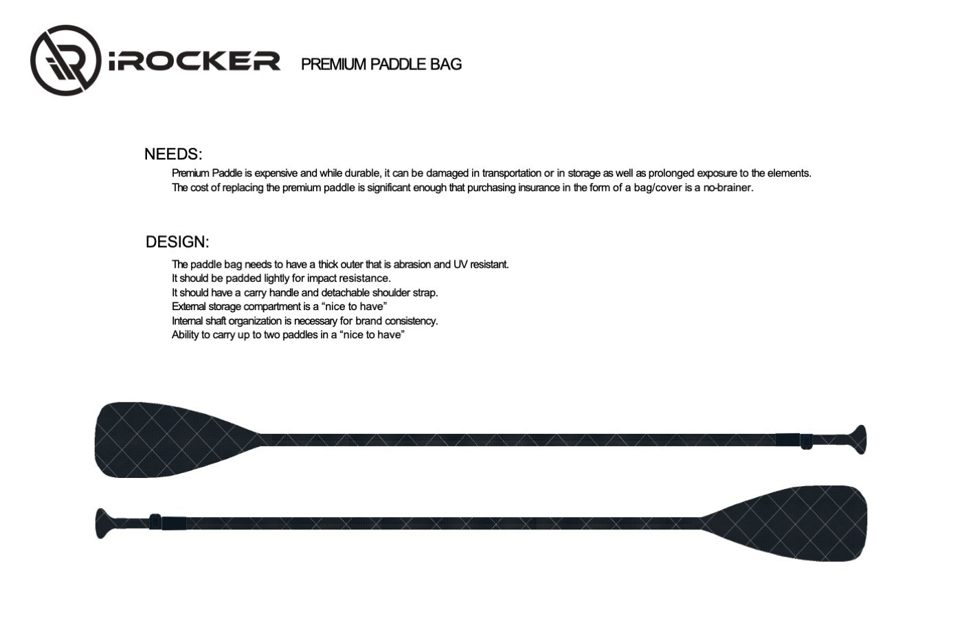 iRocker Premium Paddle Bag by Sean Brown at Coroflot.com