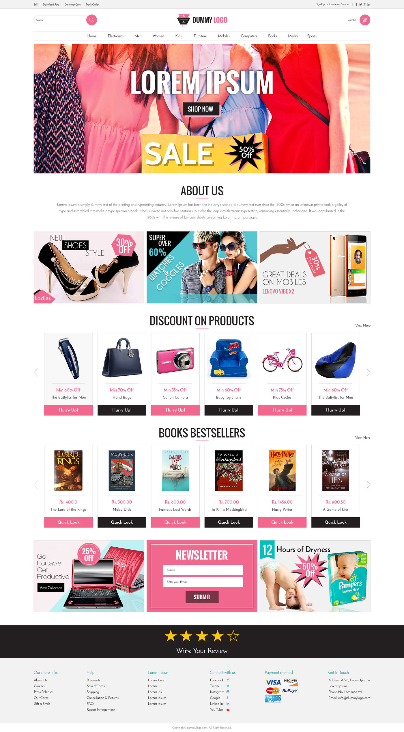 E-Commerce dummy web layout by Savita Verma at Coroflot.com
